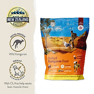 Addiction Outback Kangaroo Feast Raw Alternative Dog Food - Gently Air-Dried Complete Meal or Dog Food Topper for Digestive and Skin and Coat Health, 2 lb