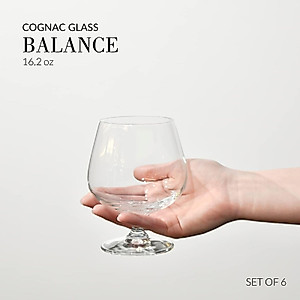 Krosno Brandy Cognac Snifter Glasses | Set of 6 | 16.2 oz | Balance Collection | Perfect for Home Restaurants and Parties | Dishwasher Safe | Gift Idea | Made in Europe