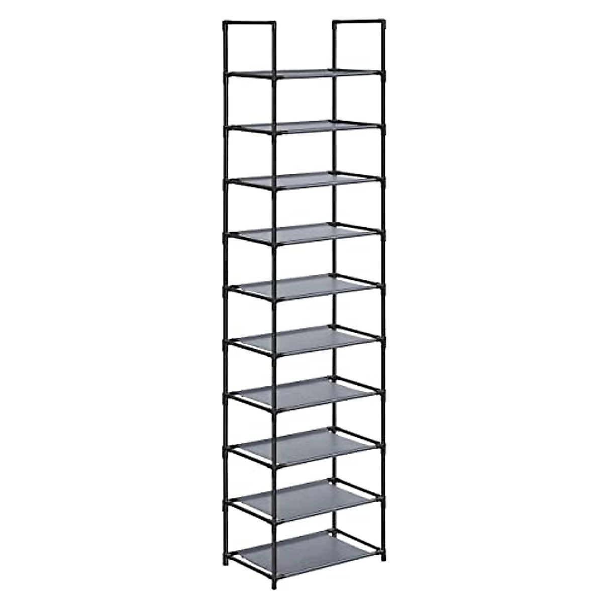 SONGMICS Shoe Rack, 10 Tier Shoe Shelf, Shoe Storage Organizer, Space-Saving, 11 x 17.7 x 68.1 Inches, Metal Frame, Non-Woven Fabric Shelves, for Entryway, Bedroom, Grey ULSH010G01