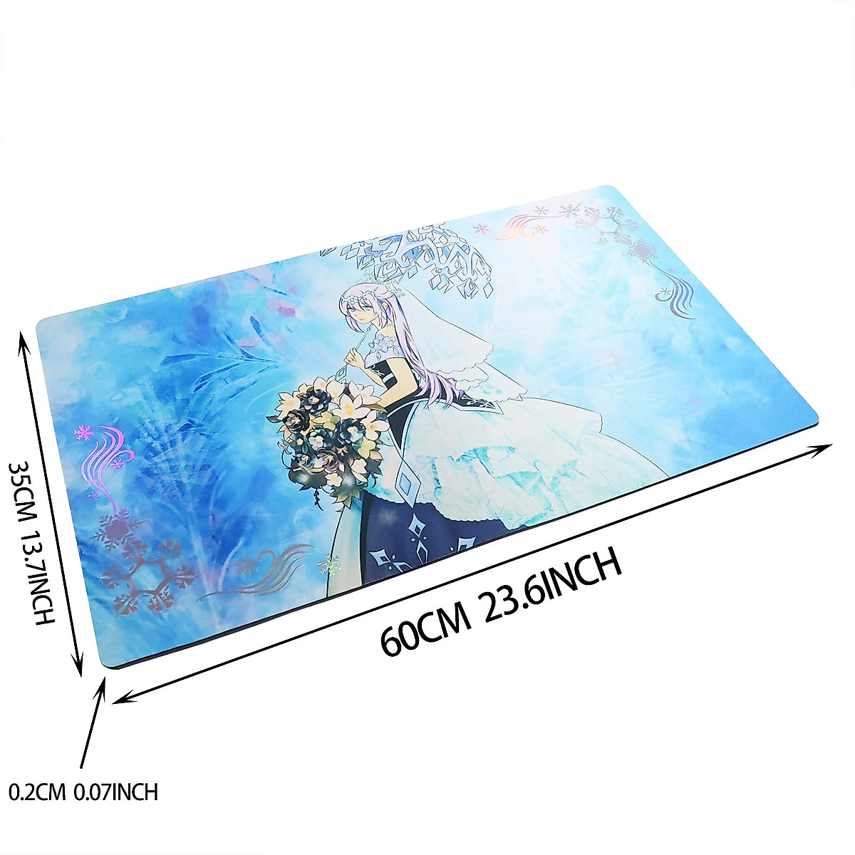 Teardrop The Rikka Queen Foil Playmat Holographic Mat Gaming Competition Pad Mat for TCG CCG Trading Card Game Mat + Playmat Tube