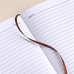 Tainrunse Embossed Decorations Planner Leak-Proof 2024 Monthly Faux Leather Cover 12 Months A5 Calendar Notebook 155 Sheets Wire Binding Tabs Agenda Pink A5