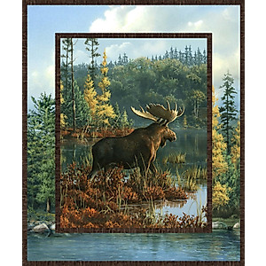 Northcott Northwood Naturescapes by Hautman Brothers DP27540 78 Moose 36" Panel Fabric