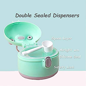 Baby Formula Dispenser, Portable Milk Powder Dispenser Snack Storage Container for Travel Bedroom Outdoor … (Green)