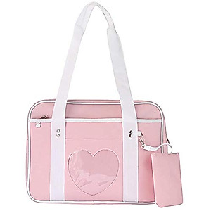 Ita Bag Heart Shape Window Japanese School Handbag Large JK Bag Girls Duffle Purse Anime School Satchels for Lolita Comic DIY Cosplay PINK…