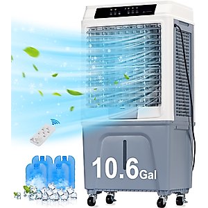 Landeagle Swamp Cooler, 3288CFM Evaporative Air Cooler with 10.6-Gal Water Tank, Evaporative Cooler with Water Level Alarm, 3 Speeds, 12H Timer, Air Cooler for Indoor Outdoor Patio Garage Use(42IN)
