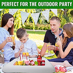 Inflatable Serving salad bar buffet - With Drain New INNOVATIVE VALVE For EASY Inflation/Deflation By Food & Drink Holder For Pool Picnics, Barbeques & Parties – 28" x 22" x 4" -2 Pack
