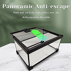 kathson 12x8x6 in Mini Reptile GlassTerrarium Tank, 3 Gallon Full Glass Reptile Tank Full View Visually Appealing Reptile Amphibians Terrarium Glass Box Reptile Glass Habitat Cage for Bearded Dragons