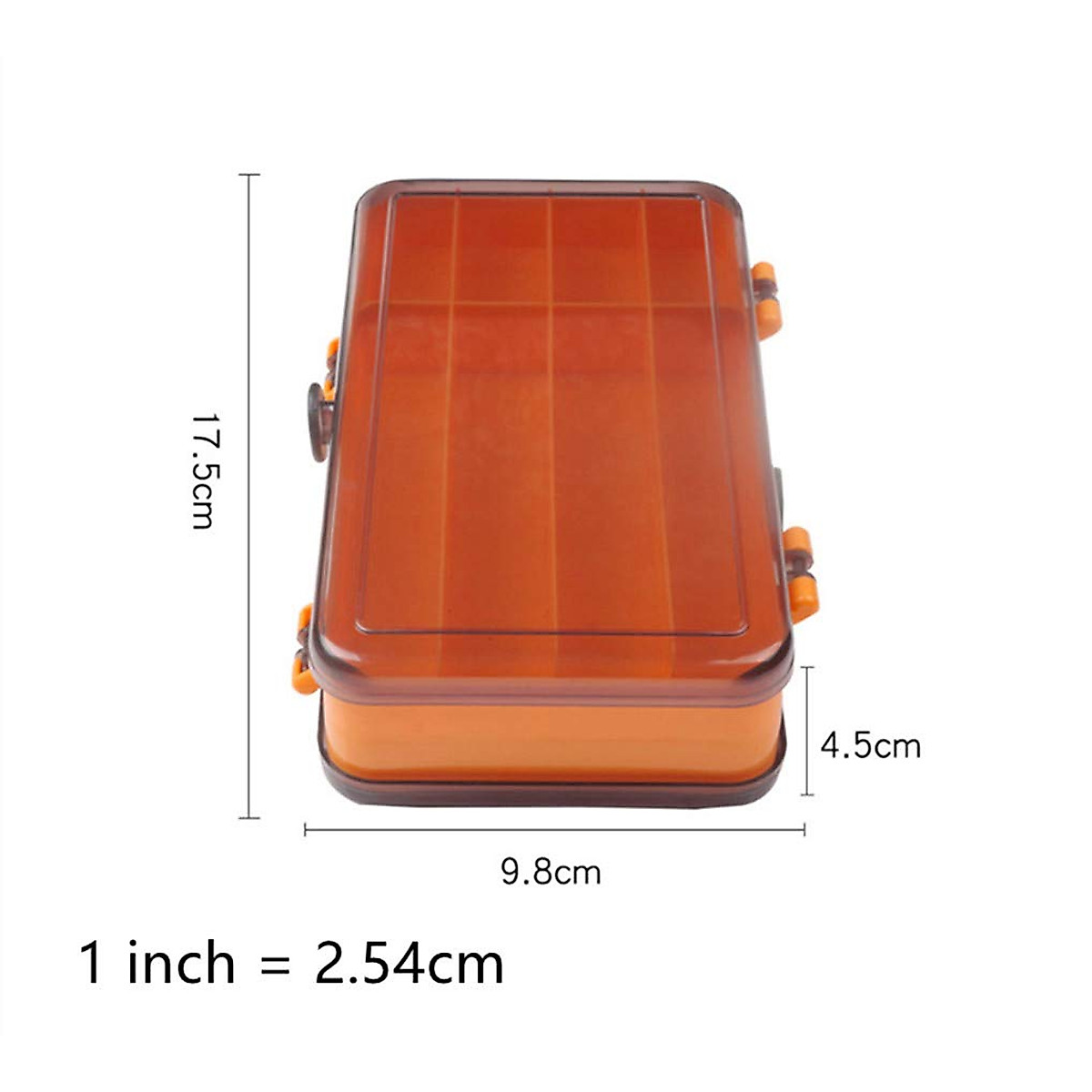 Toasis Two Sided Plastic Box Fishing Lure Storage Container Organizer Small Fishing Tackle Box (Orange)