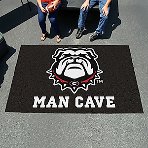 FANMATS 22878 Georgia Bulldogs Man Cave UltiMat Rug - 5ft. x 8ft. | Sports Fan Area Rug, Home Decor Rug and Tailgating Mat - Bulldog Logo, Black
