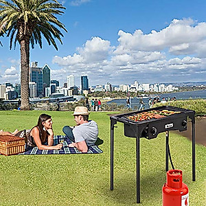 Outdoor Camp Stove,Double Burner High Pressure Propane Gas Cooker Portable Cast Iron Patio Cooking Burner for Camping,Fishing,Parties,Tailgates Hunting