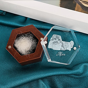 Personalized Pet Hair Keepsake Box with Portrait for Dog Cat Fur, Custom Photo Dog Keepsake Memorial Box, Engraved Wood Memorial Storage Box for Dog and Cat Ashes, Loss Sympathy Gifts for Pet Lovers