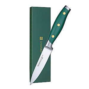 linoroso Paring Knife 3.5 inch Small Kitchen Knife with Premium Gift Box, German Carbon Stainless Steel Fruit Knife, Ultra Sharp Knife for Cutting and Peeling, Gifts for Women and Men