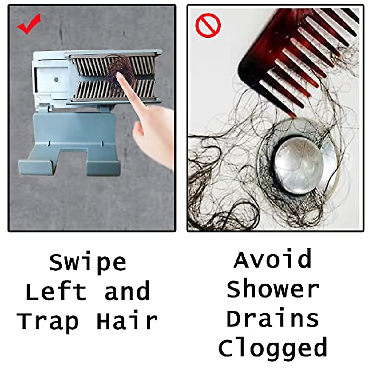 Shower Hair Catcher Wall Mount, Easy to Install and Clean Hair Trap for Shower Drain Protector, Durable Shower Drain Hair Catcher, Reusable Bathroom Gadgets Hair Collector for Shower, Light Blue