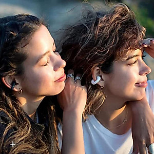 Ruosyling Wireless Ear Clip Bone Conduction Headphones - Mini Bone Conduction Headphones, Wireless Earbuds with Earhooks, Open Ear Headphones Wireless Bluetooth for Running Sports (White)