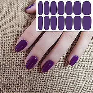 WOKOTO 20 Sheets Dark Solid Color Series Nail Polish Strips Stickers with Nail File Self-Adhesive Punk Rock Gel Nail Strips Full Nail Wraps for Women Nails Art