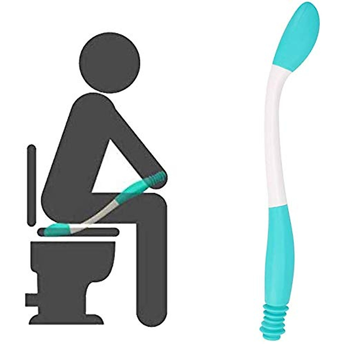 Toilet Paper Aid Wiper Toilet Tissue Aids Tool 15" Long Handle Reach Comfort Bottom Wiper Self Assist Wiping Toilet Aid Self Wipe Helper Assist Holder for Pregnant Elderly Disabled Limited Mobility