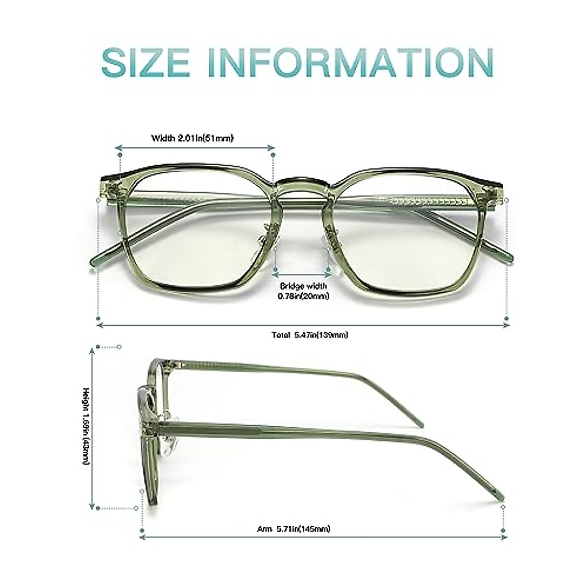 Baililai Blue Light Blocking Glasses - Lightweight Eyeglasses with Blue Ray Filtering for Computer Gaming (17131) (green-C10)