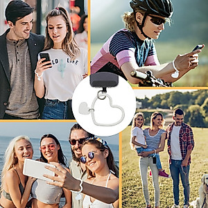 Luckyvestir Silicone Phone Lanyard, Heart Cell Phone Hand Wrist Strap with 2 Universal Tether Tab Smartphone Key Chain Wristlet Bracelet (White)
