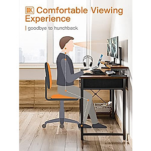 ODK Computer Desk with Drawers, 48 Inch Office Desk with Storage Bag & Shelves, Work Writing Desk with Monitor Stand Shelf, Rustic Brown Home Office Desks for Small Spaces