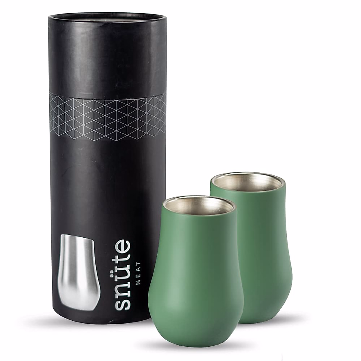 Snute Double-wall Stainless Steel Whiskey Glasses - Stemless Nosing Glass - Gift for Whiskey Lover (Olive)