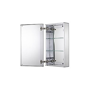 Croydex Mallard Single Door, Recessed or Surface Mount, Hang 'n' Lock Easy Installation Medicine Cabinet, 15W x 26H, Aluminum