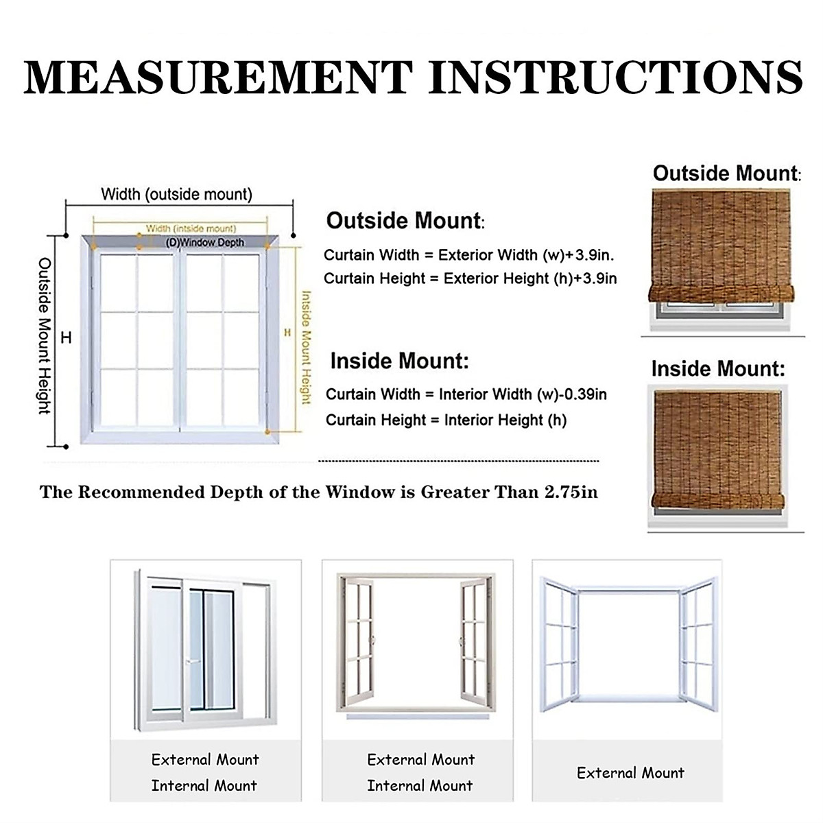 Patio Shades Roll Up Outdoor, Bamboo Blinds for Outdoor Patio, Thernal Insulated Shading Reed Blinds, Blackout Bamboo Shade, Privacy Screen, 24″ 30″ 34″ 36″ 39″ 43″ 48″ 51″ 55″ 70″ Width