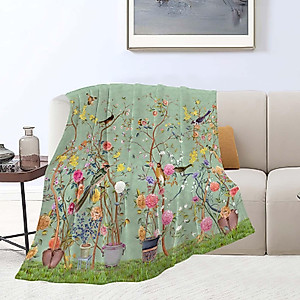 Exroozy Bird Floral Throw Blanket Flower Bird Blanket Gifts for Women Men Adults Kids Ultra Soft Cozy Warm Plush Fleece All Season Blanket Decoration for Couch Bed Sofa Chair Dorm 40''X50''