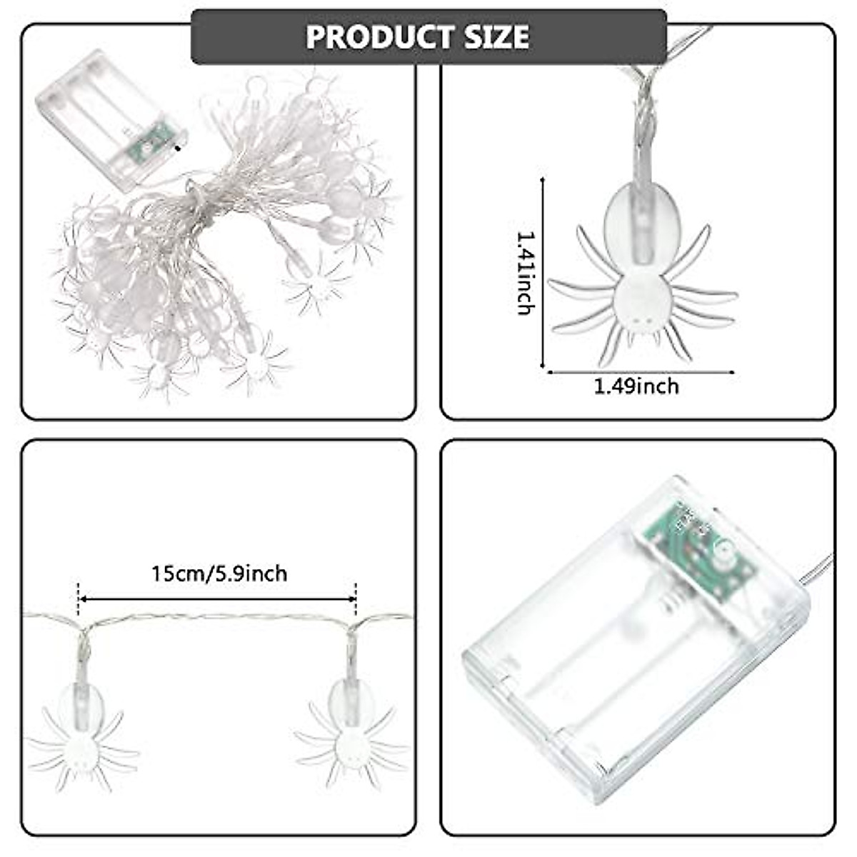 Halloween Spider Lights 30 LEDs Spider String Lights 9.8 Feet Battery Operated Purple Halloween String Lights 2 Modes Spooky Wall Decoration Lights for Halloween Window Porch Outdoor Indoor Decor