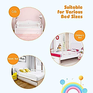 HONEY JOY Bed Rail for Toddlers, 59-in Extra Long, Portable Safety Bed Guardrail, Foldable Baby Bed Rail Guard, Fit King & Queen Full Twin Size Bed Mattress(White)