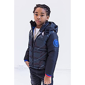 Marvel Avengers Black Panther Big Boys Zip Up Puffer Jacket Gray 14-16