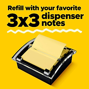 Post-it Pop-up Notes Dispenser, 3x3 in, Black Base Clear Top (DS330-BK)