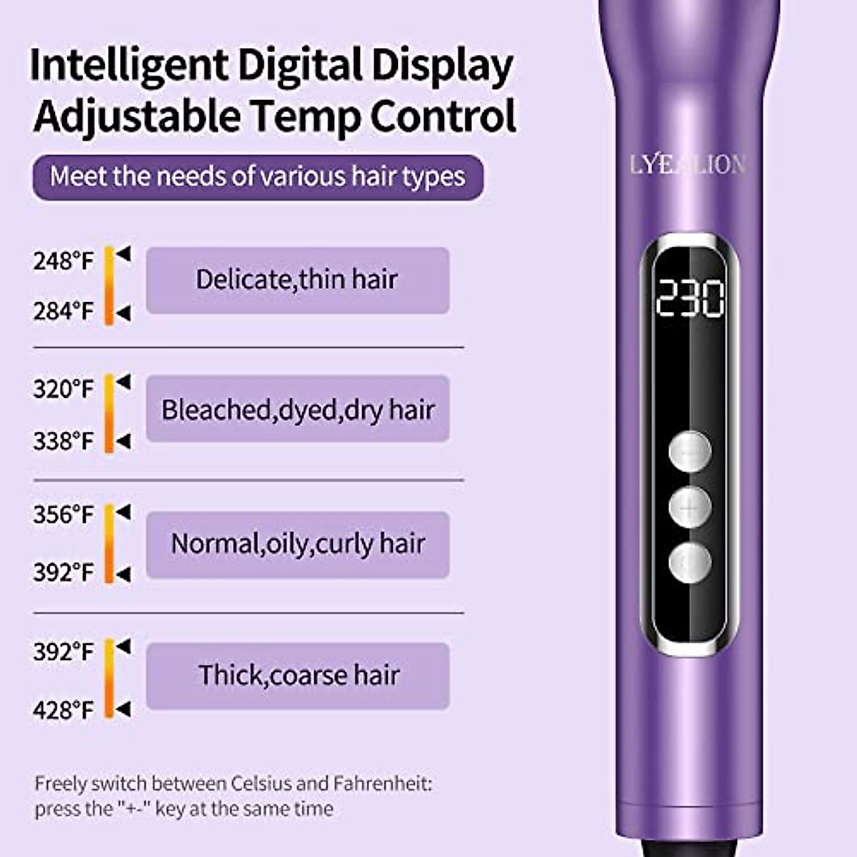 Beach Wave Hair Curling Iron Wand, Lyealion 6 in 1 Curling Iron Set with 2 * 3 Barrel Hair Crimper, Curling Brush and 3 Interchangeable Ceramic Curling Wand for Women