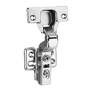 Luokim 4pcs Standard Cabinet Hinge,Fit for Frameless Cabinet,European Inset,Soft Closing,Four-Hole mounting Plate Hinges,Nickel Plated Finish