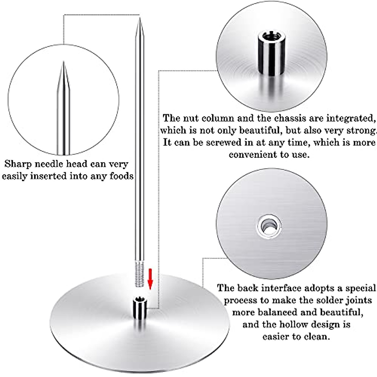 Al Pastor Skewer for Grill & Trompo Para Tacos Al Pastor, Vertical Skewer for Shawarma, Kebabs, Stainless Steel with 2 Size Skewers(8”and 12”) for Smoker, Kamado Grill, Oven