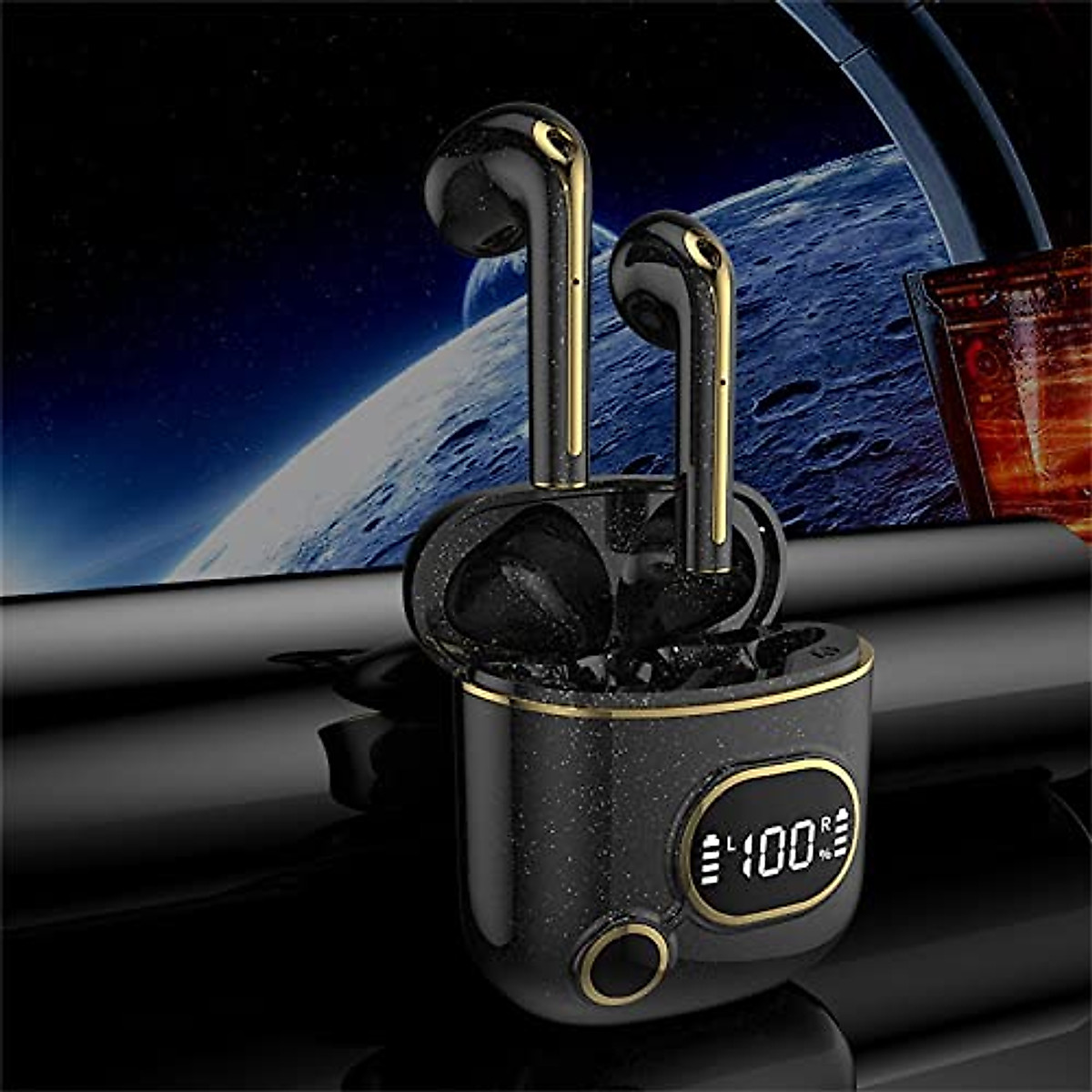 Digital Display Touch Control Wireless Bluetooth Earphones, Flash Powder TWS Headphones Bluetooth 5.2 Sport Headphones