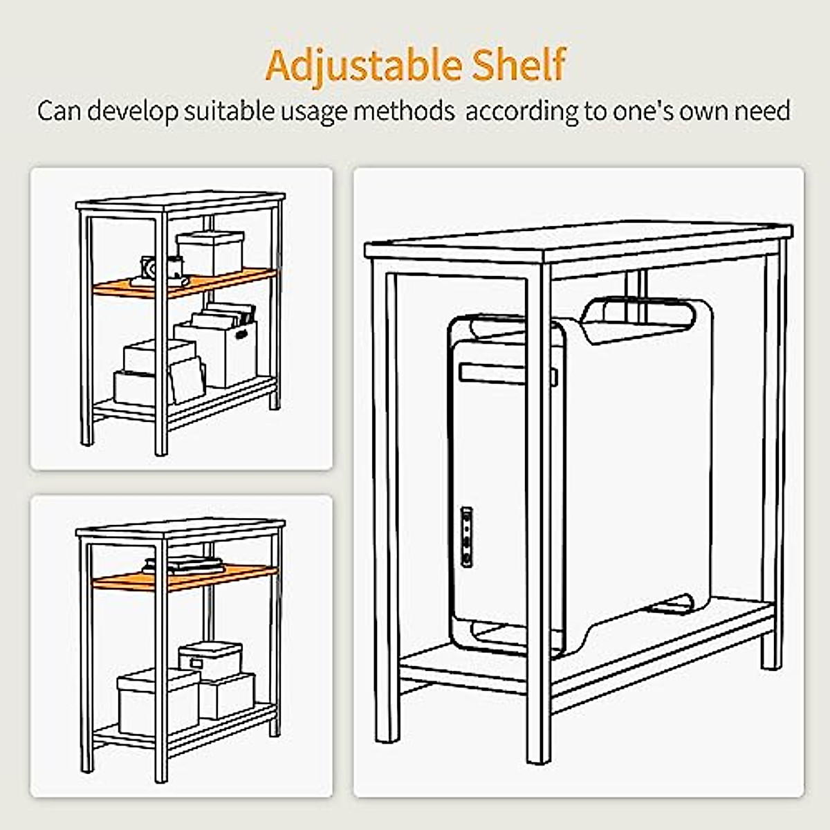 BANTI 43 Inch Corner Computer Desk with Right Storage Shelves, Small L Shaped Office Desk with Top Shelf, Study Writing Table, Black