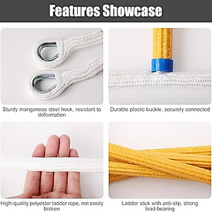 WDFYJ Emergency Fire Escape Ladder Flame Resistant Safety Rope Ladder with Hooks， Fast to Deploy & Easy to Store Withstand Weight up to 2000 pounds(16F/5M)