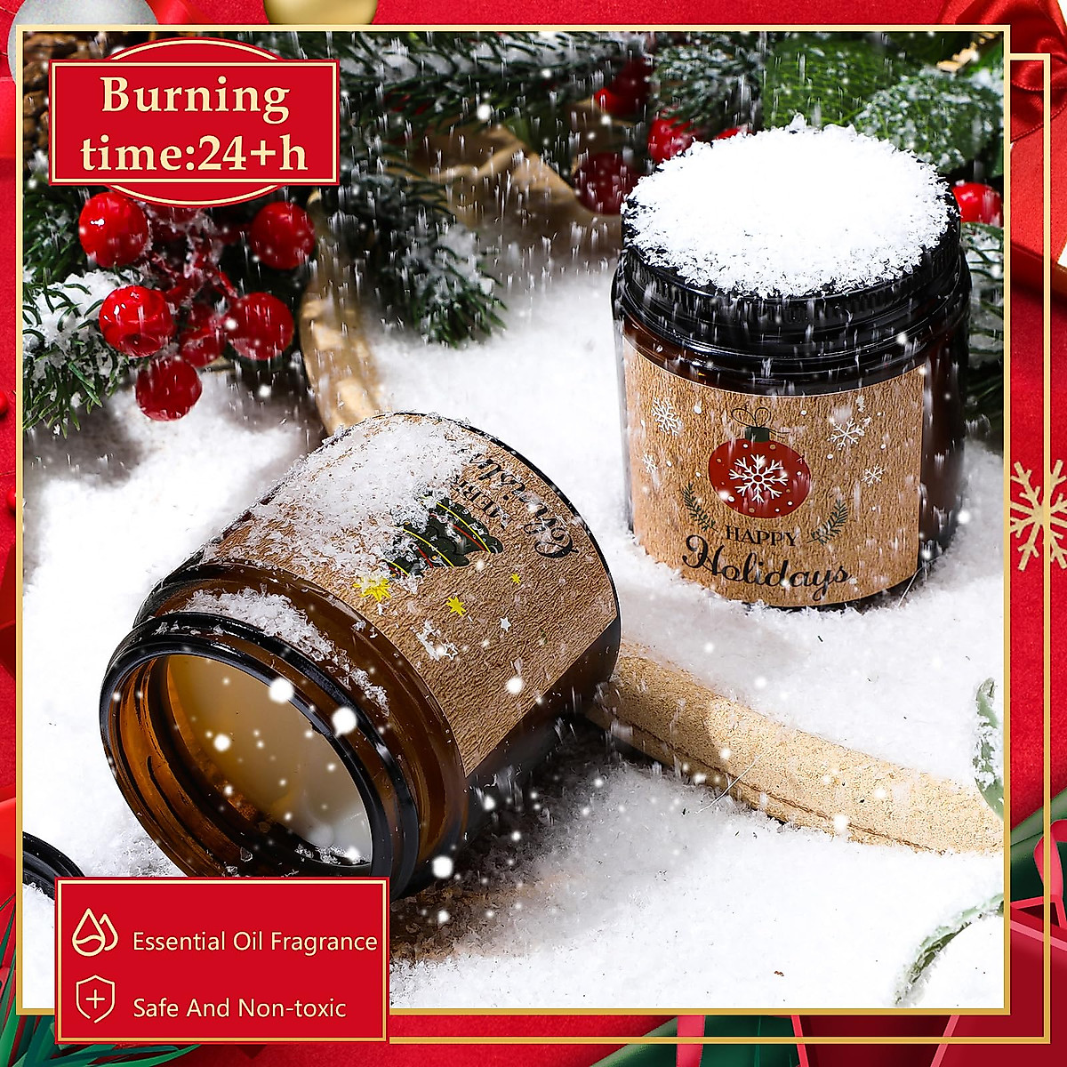 MTLEE 12 Pcs Christmas Candles Jars Scented Candle Christmas Gifts for Women Christmas Tree Aromatherapy Candles for Home Xmas Brithday Gifts Yoga (Cute Style)