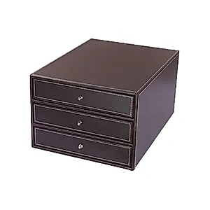 LEYT 3Drawer Organizer，Multi-Functional Leather File Cabinet Office Supplies Desktop Storage-2Color (Color : A1)