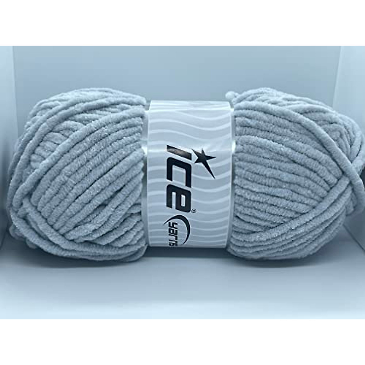 Grey Velvet Chenille Yarn - Bulky 100 Gram (3.53 Ounces) 100 Meters (109 Yards)