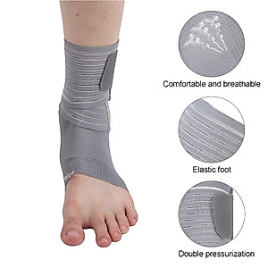 Agatige Ankle Brace for Men & Women, Ankle Stabilizer, Foot Guard Bandage Ankle Protection Brace Support for Running, Basketball, Volleyball, Achilles, Tendon, Sprain, Injury Recovery (Grey)
