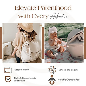 Citi Collective Journey Pearl Vegan Leather Diaper Bag Backpack | Elegant, Multifunctional, Travel Diaper Bag with Changing Pad, Stroller Straps & Insulated Bottle Pockets.