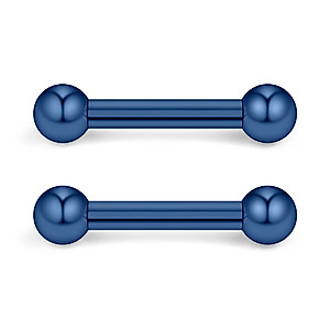 Ruifan Mix Color 316L Stainless Steel Nipple PA Tongue Shield Barbell Ring Bar Body Piercing Retainer 12G 10mm 12PCS