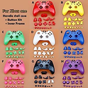 Full Housing Shell Case Cover + Middle Frame with Full Buttons for Xbox One Wireless Controller Without 3.5mm Jack Port (Black)