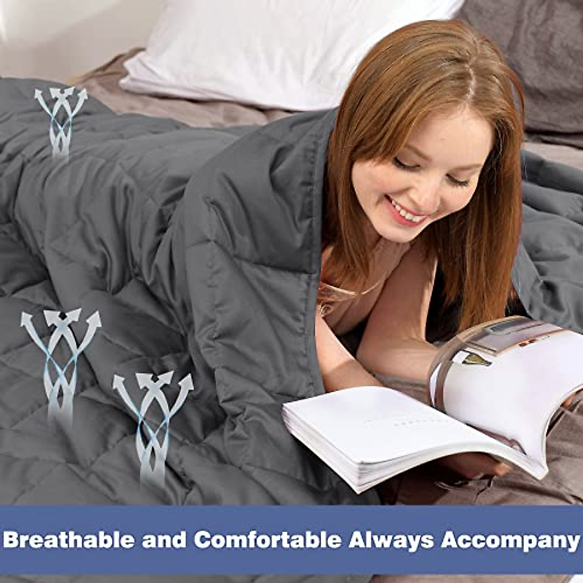 Weighted Blanket (60"x 80" 20 lbs Queen Size) Cooling Heavy Blanket Perfect Breathable Microfiber Material with Premium Glass Beads Soft Weighted Blankets for Adult All-Season