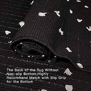 Boho Kitchen Rug Runner 2.3'x5.3' Bathroom Rugs with Tassels,Black Moroccan Farmhouse Cotton Bath Mat Woven Chic Cute Throw Sink Rug Washable for Hallway Bedroom Living Room Indoor Outdoor Decor