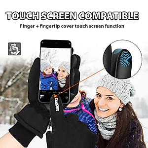 Cevapro Winter Gloves -30℉ Waterproof Thermal Gloves Men Women, Deerskin Suede 3M Insulated Gloves for Driving Running Hiking Skiing in Cold Weather