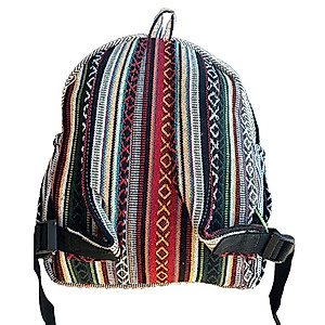 Gurkha Handmade Unique design Himalayan Hemp Backpack 13 IN Medium Hippie, Festival, Hiking & Tablet Laptop Backpack - Handmade In Mt. Everest Country Nepal