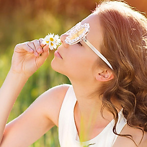 2 Pairs Daisy Flower Sunglasses for Women Round Flower Glasses for Adult kids Decor with Glasses Cloth Flannel Bag (Grey, Yellow)