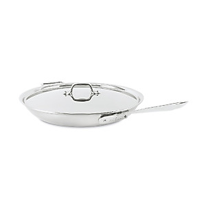 All-Clad D5 5-Ply Brushed Stainless Steel Fry Pan With Lid, 14 Inch, Compatible With Any Stovetop Including Induction, Oven Broiler Safe 600F, Pots and Pans, Frying Pan, Skillet, Cookware, Silver